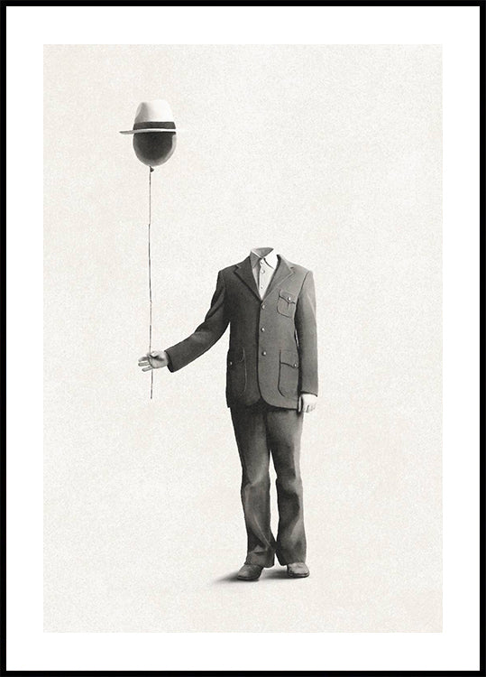 Surrealistische Afwezigheid, Man zonder hoofd met ballonhoofd Poster ...